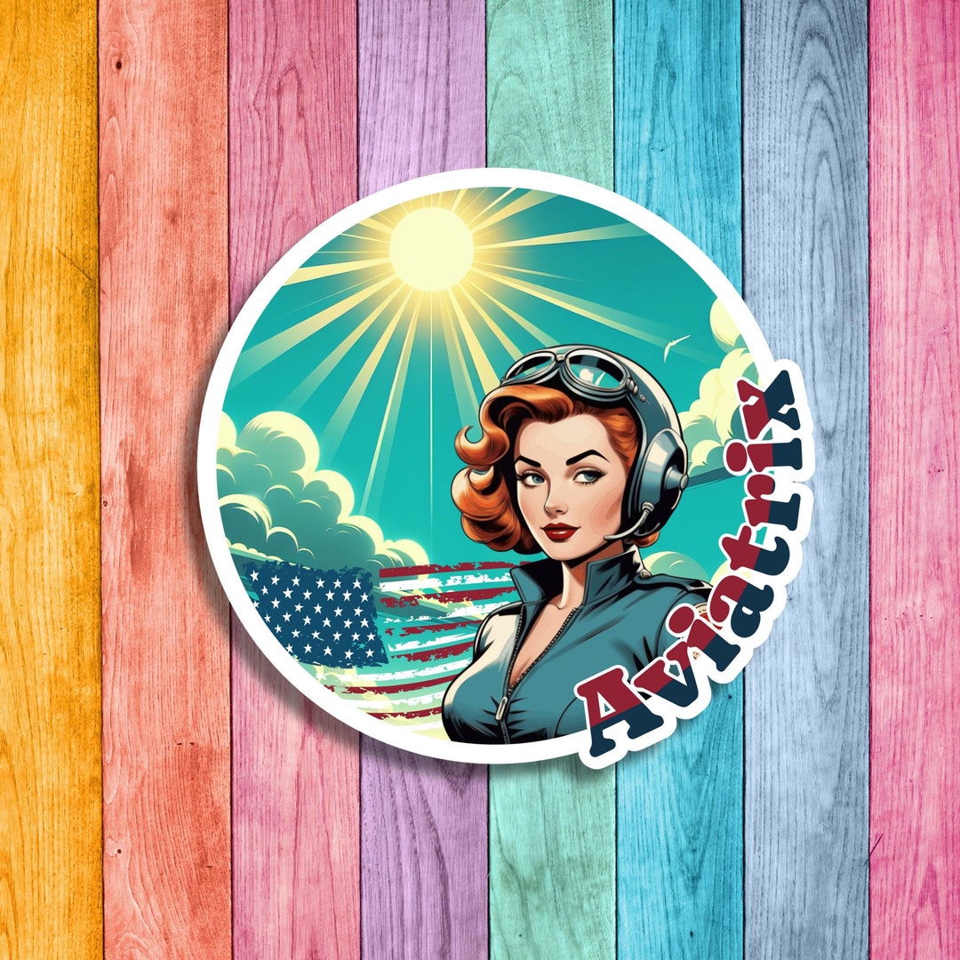 Aviatrix Female Pilot Sticker, Laptop Decal, Water Bottle, Feminist ...