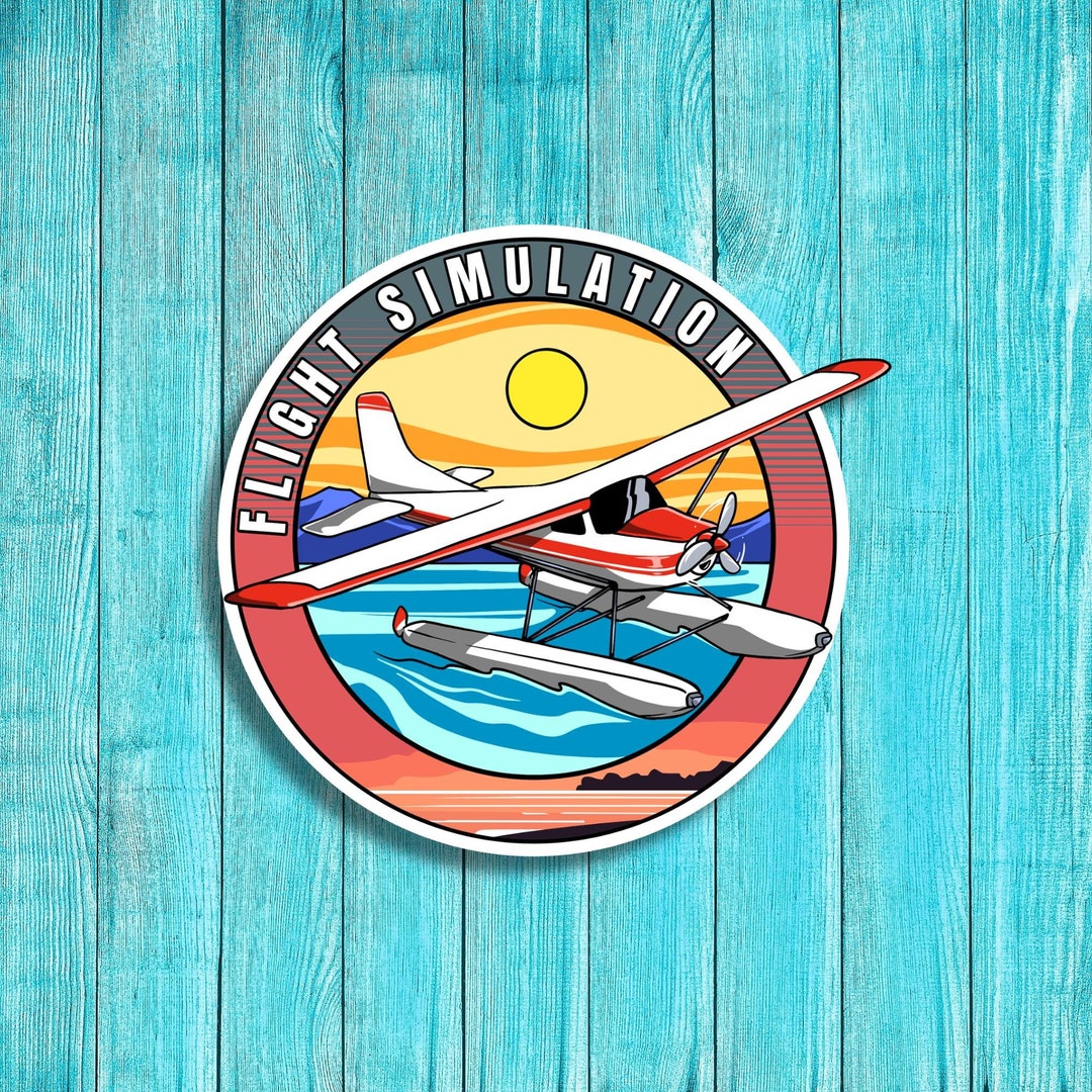 Flight Simulation Seaplane Sticker, Vinyl Luggage Sticker, Laptop ...