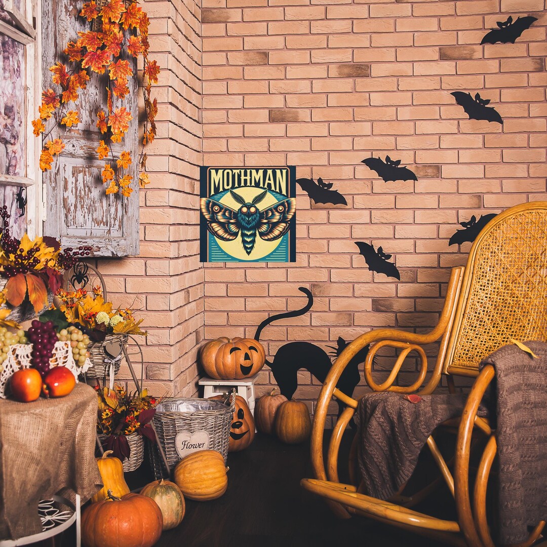 Mothman Canvas, Mothman Wall Art, Mothman Home Decor, Cryptid Art ...