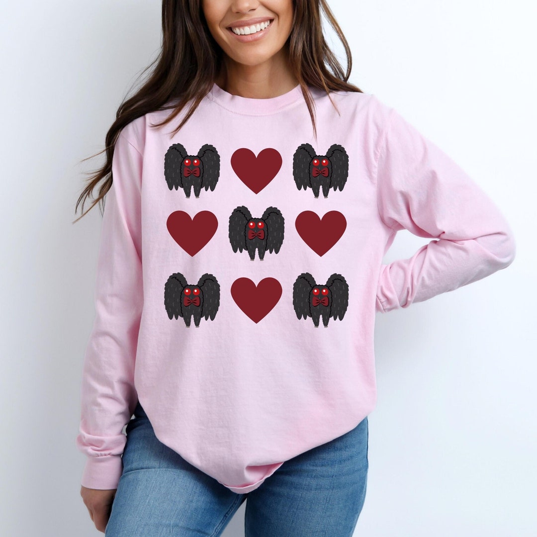 Custom Mothman Valentines Day Long Sleeve, Coquette Cryptid Sweatshirt ...