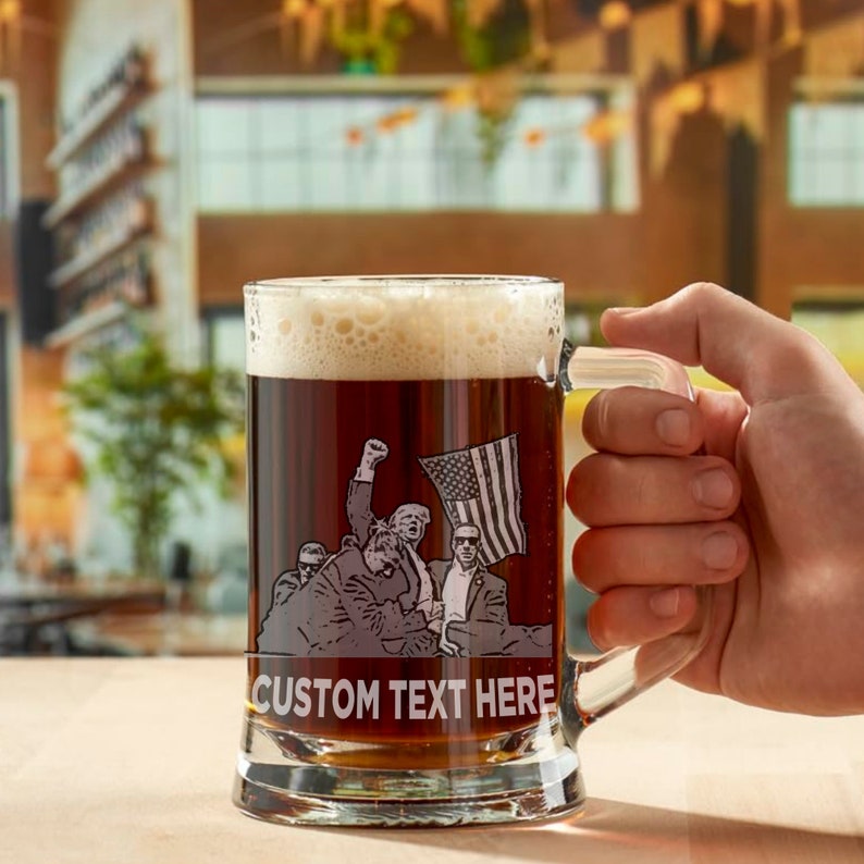 Custom 20oz Beer Glass With Iconic Trump Photo Personalized Text Option ...