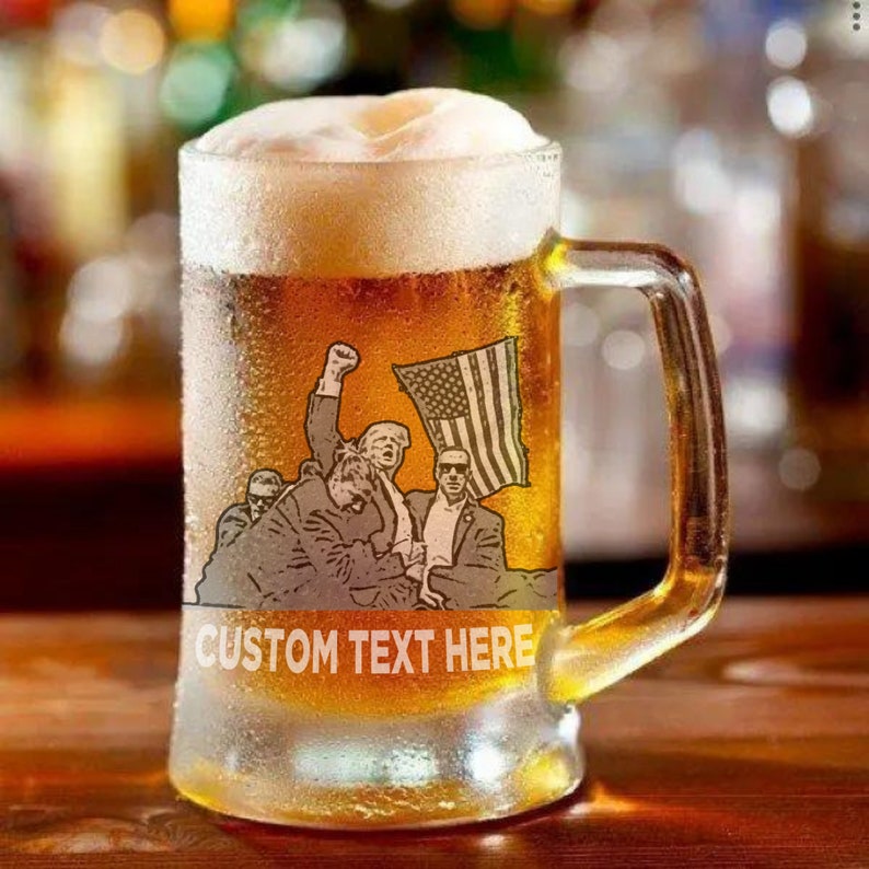 Custom 20oz Beer Glass With Iconic Trump Photo Personalized Text Option ...