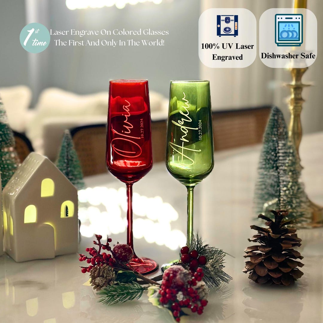 Colored Toasting Flutes, Custom Engrave Champagne, Bridesmaid Flutes ...