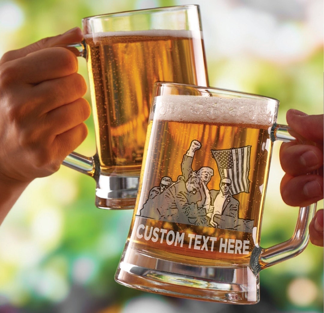 Custom 20oz Beer Glass With Iconic Trump Photo Personalized Text Option ...