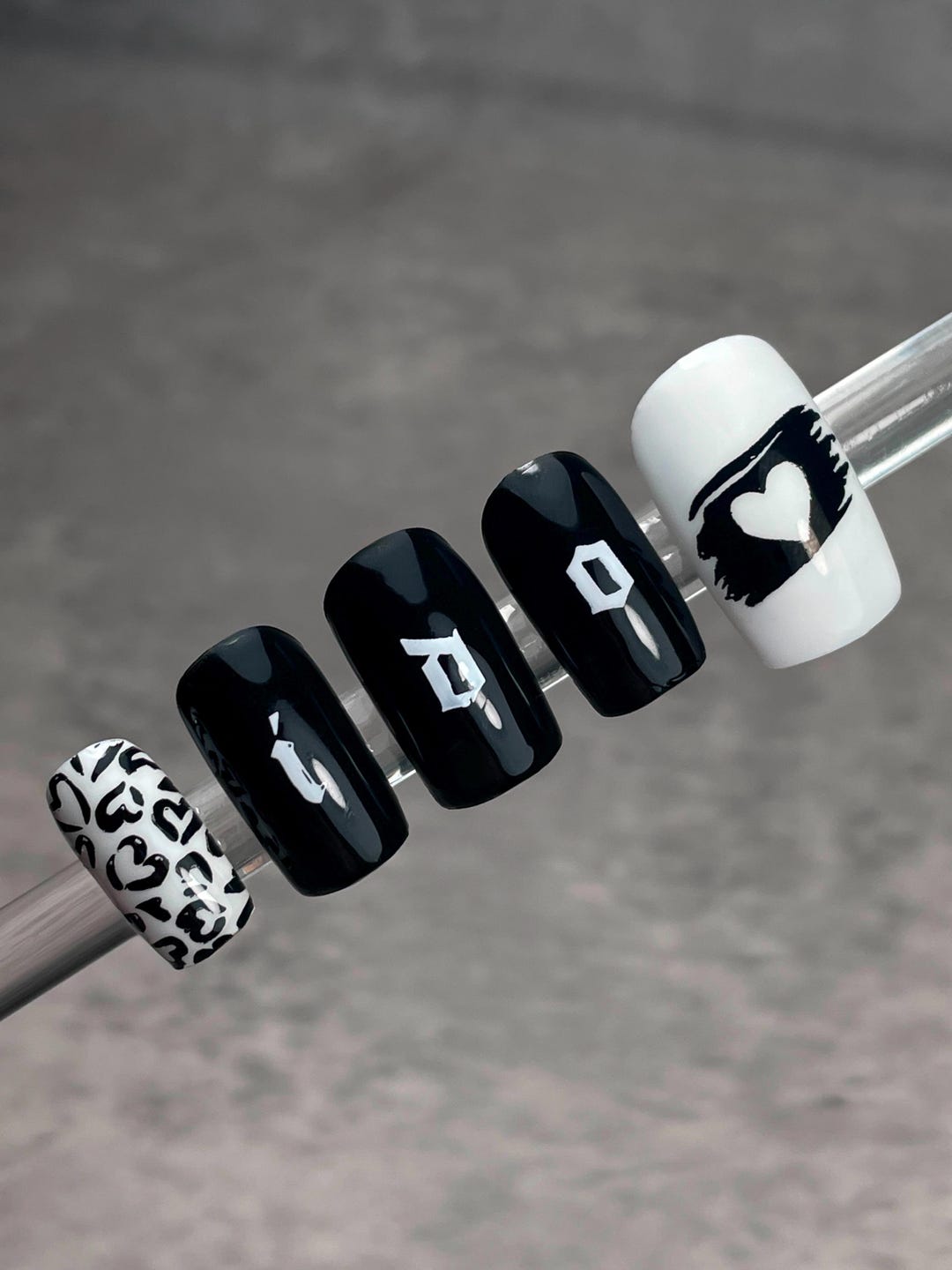 I Do Crew Press on Nails: Black Heart Bachelorette Party Nails - Etsy