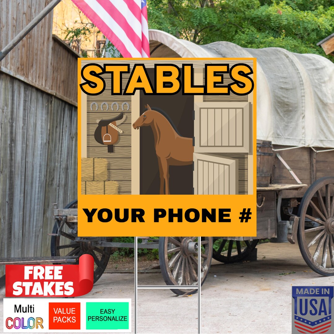 Stables - Yard Signs - 10 Pack Custom Personalize PHONE or EMAIL High ...