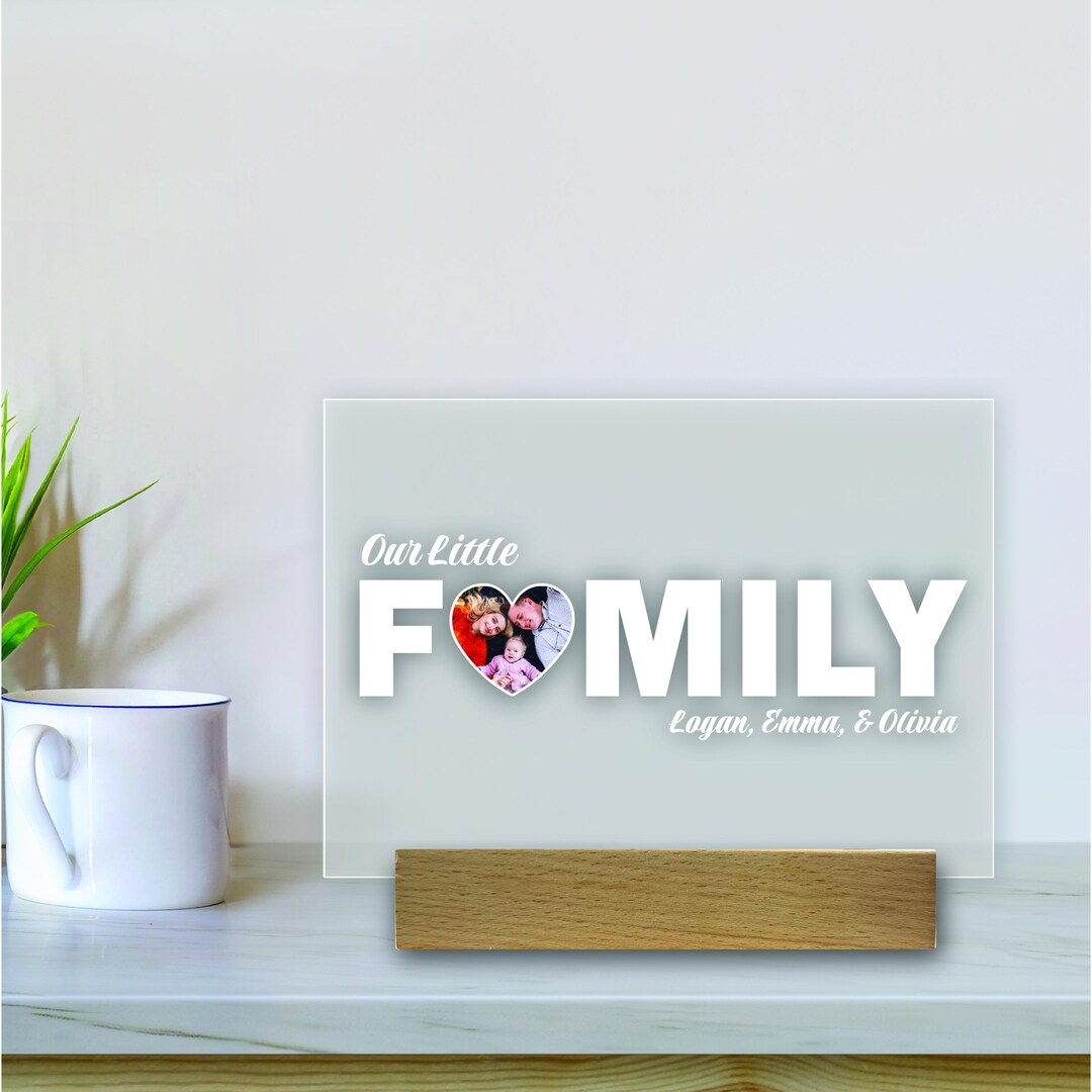 Custom LED Family Love Art Stand Photo, Name, and Dates – Personalized ...
