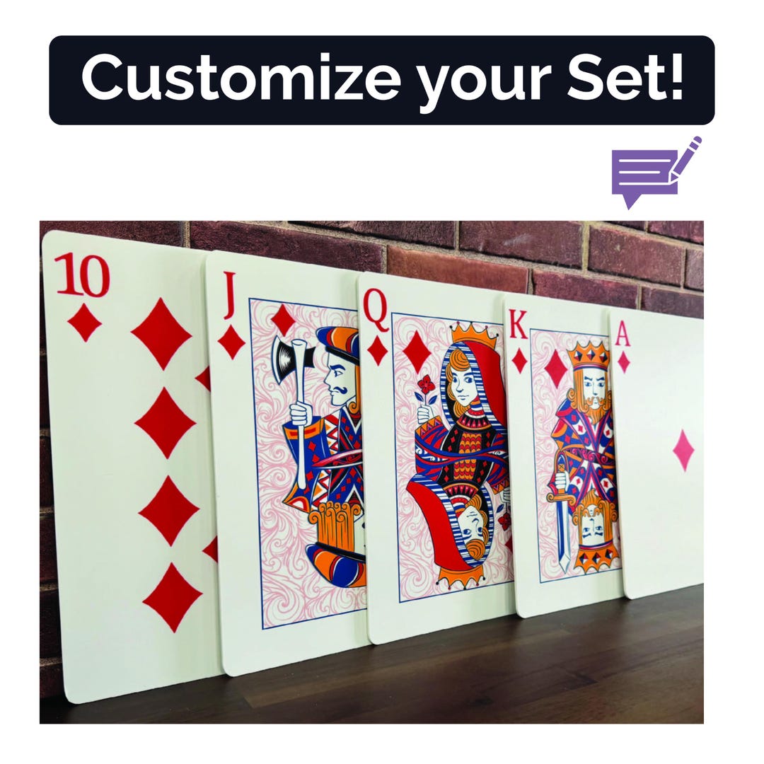 CUSTOMIZABLE TEXT - Royal Flush Set - Diamonds – Oversized 8.5" X 12 ...