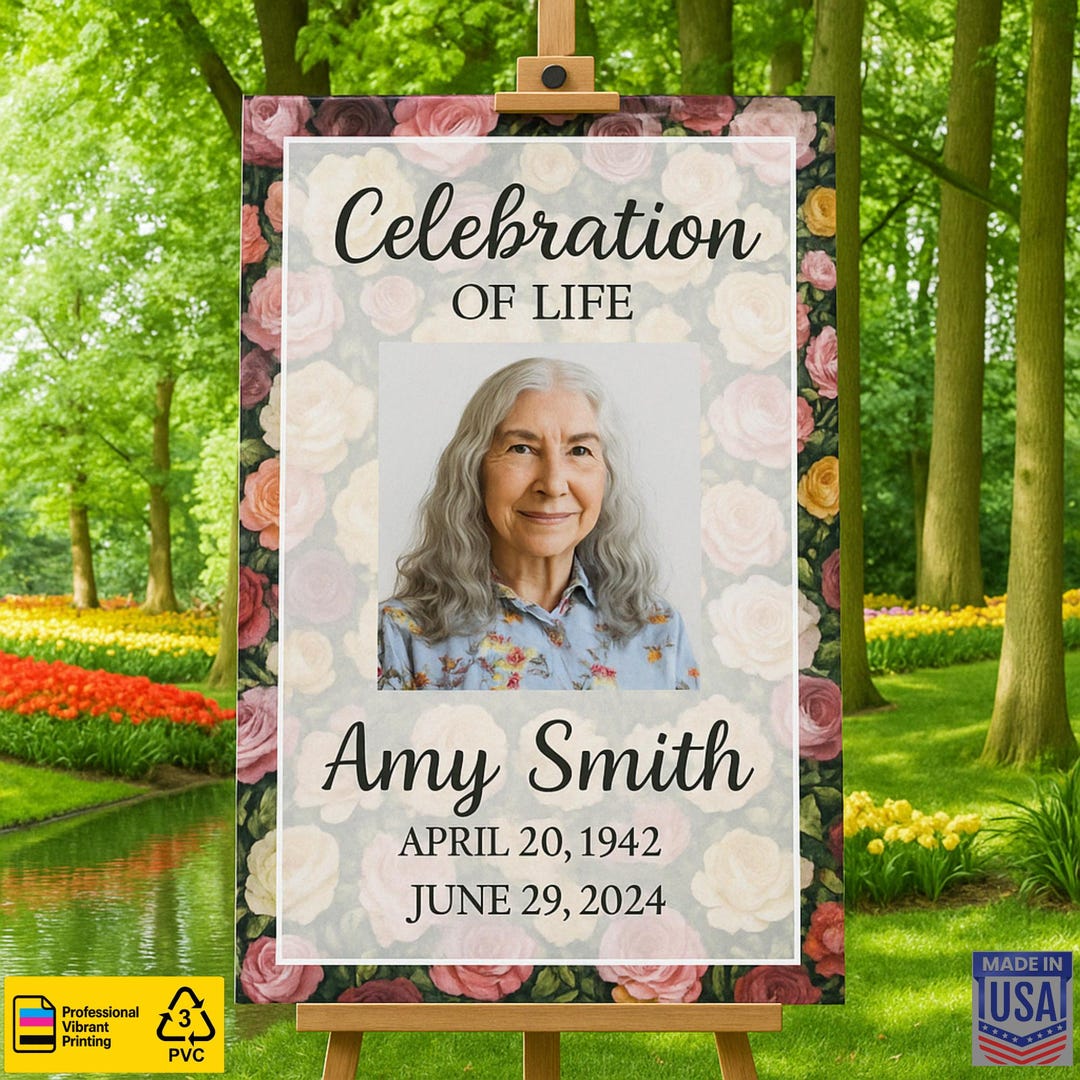 Personalized Memorial Welcome Sign W/photo Text – 24x36 PVC Plaque ...