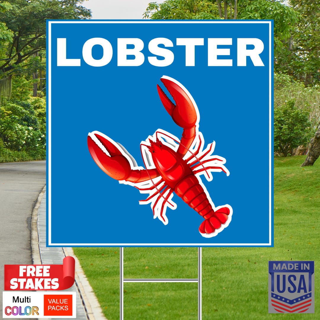 LOBSTER - Yard Signs - 4 Pack 12x12" – Ready to Use – W/ Stakes ...