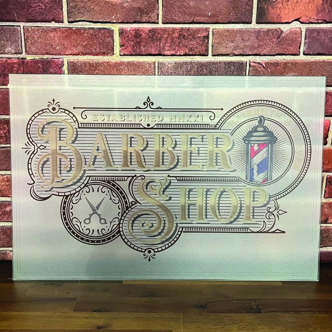 Old Fashioned Barber Shop Art Print, Vintage Wall Decor Printed in 4mm ...