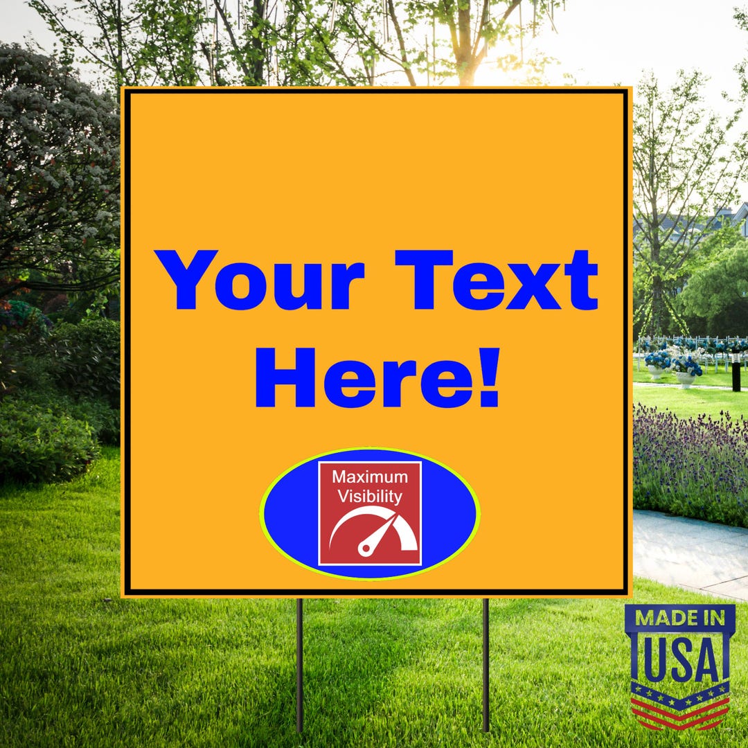 10 Pack Custom Yard Signs PERSONALIZED TEXT 12x12 Orange & Blue ...