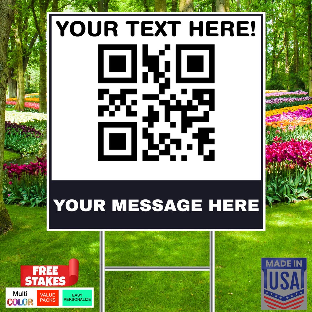 10-pack PERSONALIZED QR Code Yard Signs – Custom Text & Website/phone ...