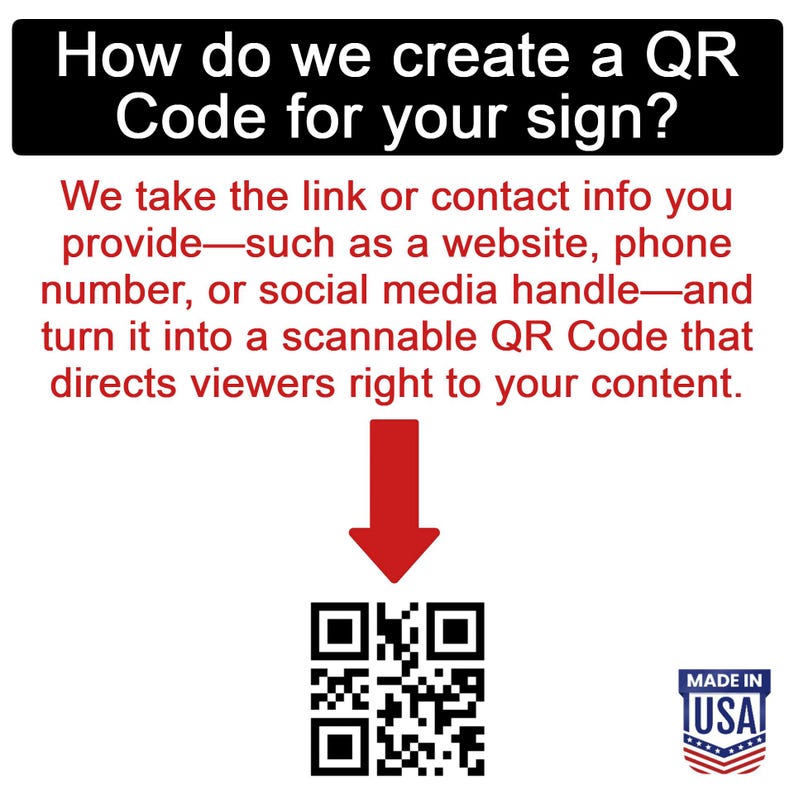 Custom QR CODE Outdoor Yard Sign W/ Stake– Personalized With Website ...