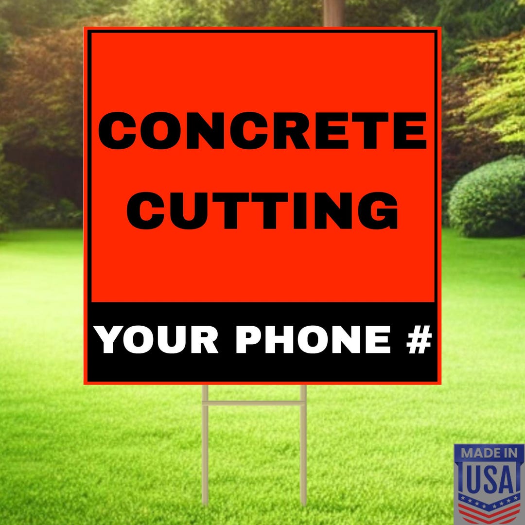 Concrete Cutting - Yard Signs - 10 Pack Custom Personalize PHONE or ...