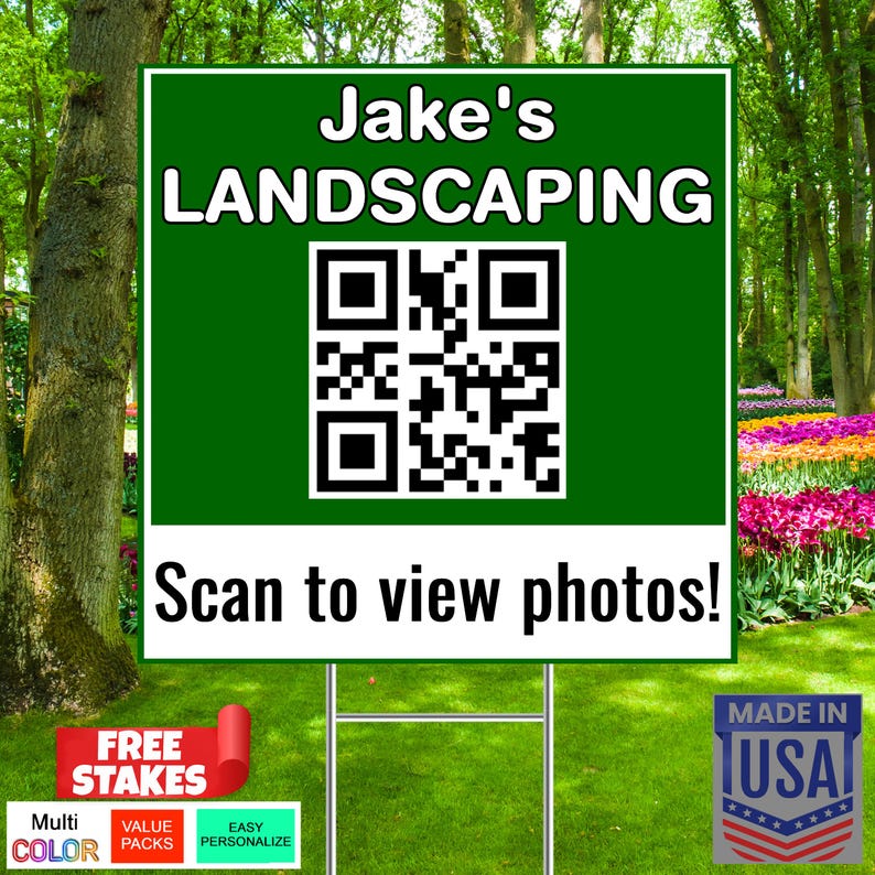Custom QR CODE Outdoor Yard Sign W/ Stake– Personalized With Website ...