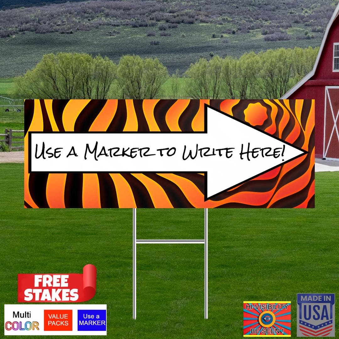 PSYCHEDELIC Directional Arrow - 10 Pack 16x6" WRITEABLE Reusable Yard ...