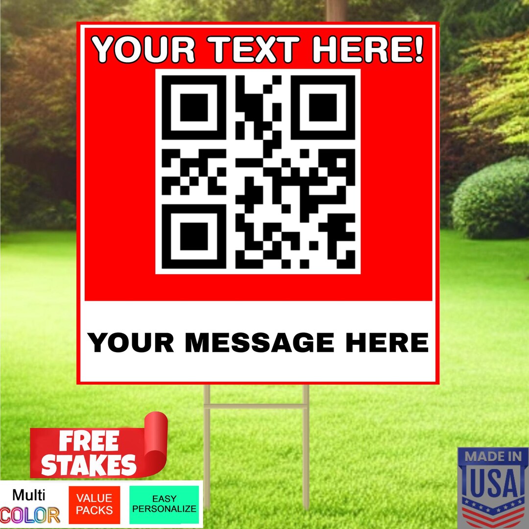 10-pack PERSONALIZED QR Code Yard Signs – Custom Text & Website/phone ...