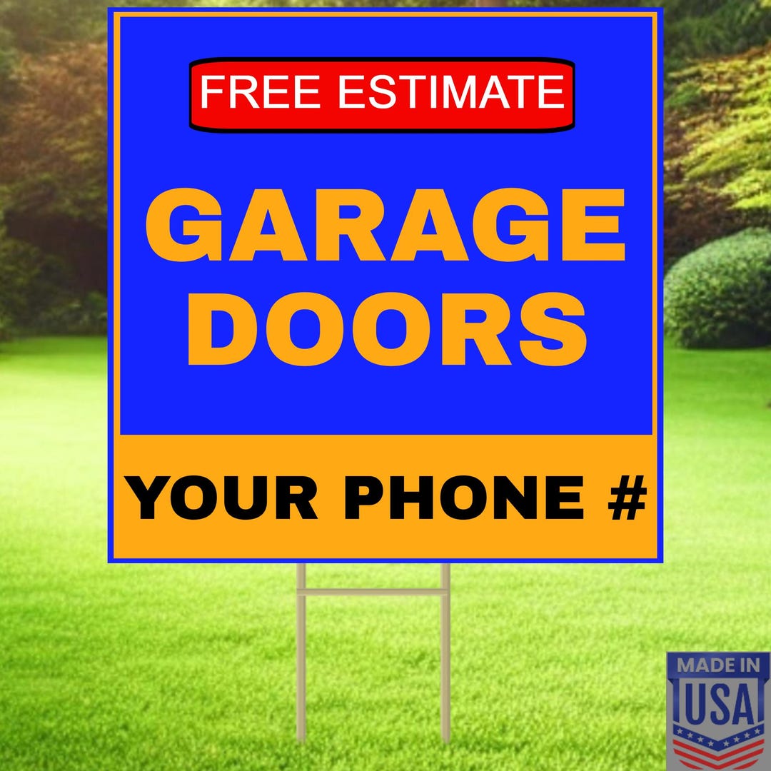 Garage Doors - Yard Signs - 10 Pack Custom Personalize PHONE or EMAIL High Visibility - 12"x12 ...
