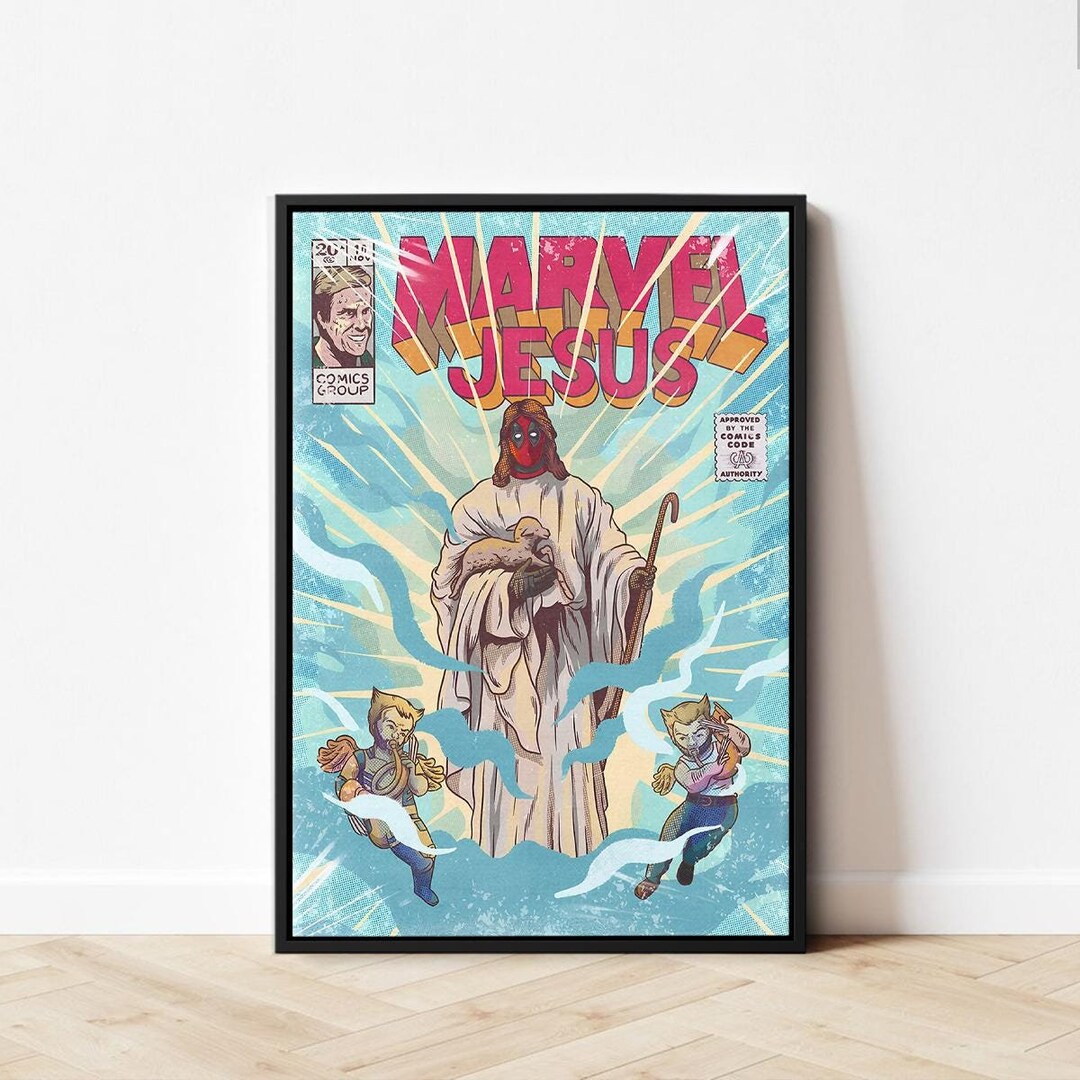 Deadpool Marvel Jesus Canvas, Deadpool Jesus Poster, Jesus Deadpool ...