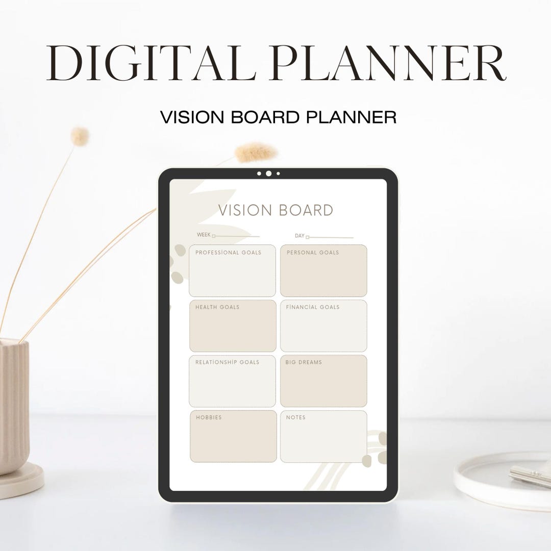 Digital Vision Board Professional Personal Plan Your Goals Beige Brown ...