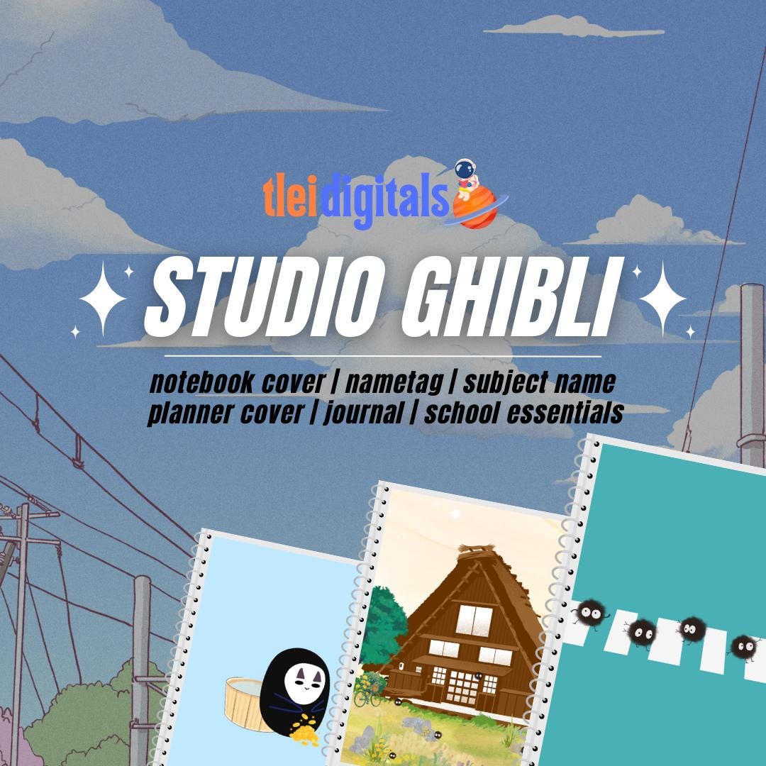 Whimsical Studio Ghibli Notebook Cover, Subject Label, and Name Tag ...