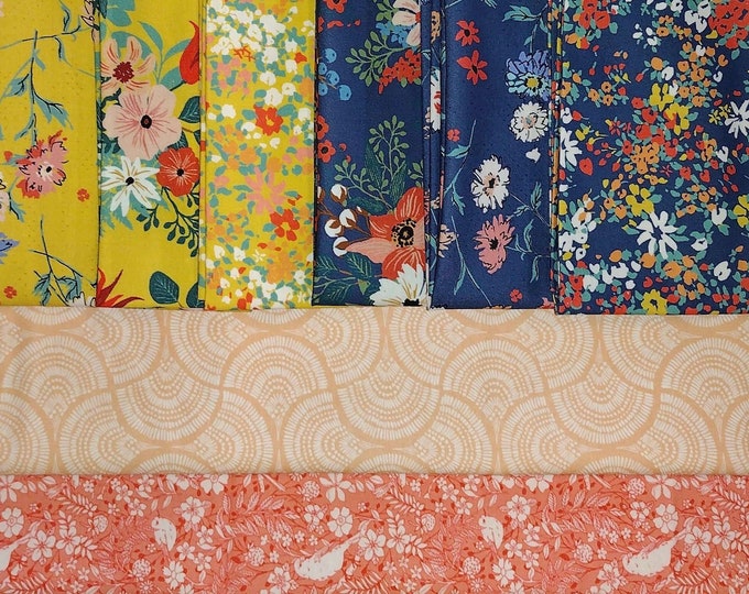 Lady Bird, Coastal Full Bloom, Colorful Floral Fabric by the HALF Yard ...