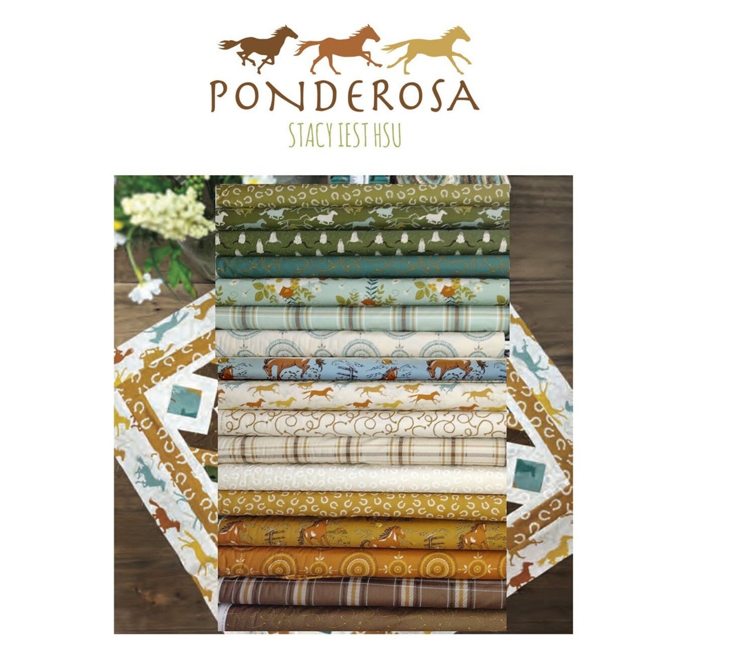 Ponderosa Western Cowboy Rodeo Quilting Fabric Bundle 18 Pieces With ...