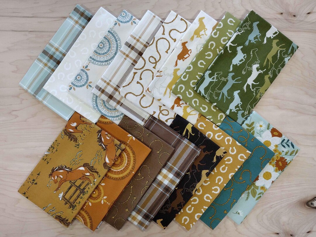Ponderosa Western Cowboy Rodeo Quilting Fabric Bundle - 16 Pieces With ...