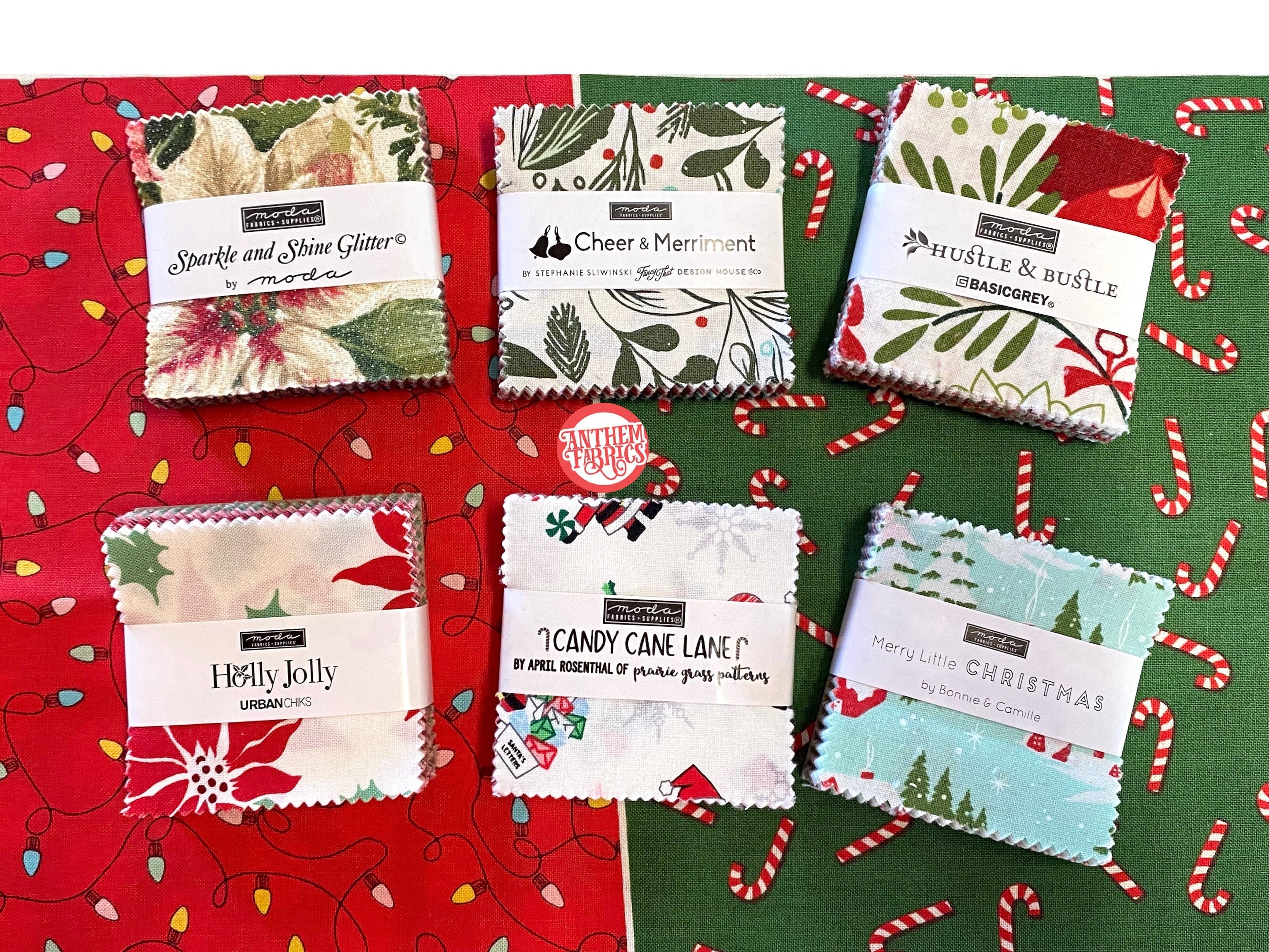 6 Packs Christmas mini charm 2.5 fabric squares - Holiday Stocking ...