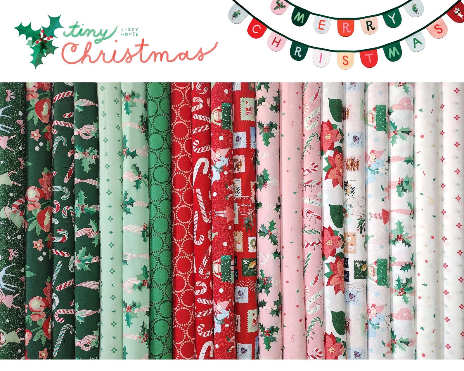 Tiny Christmas by Lizzy House Design for Moda Fabrics - 20 Pieces ...