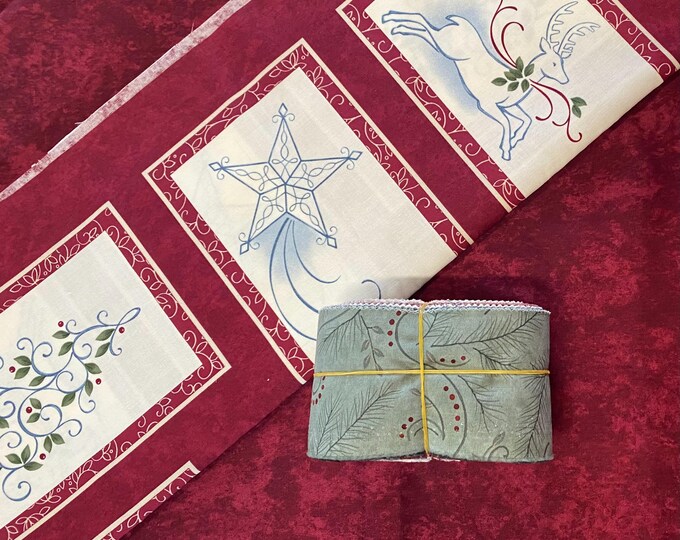 Holly Taylor Winter Flurries Panel + 1 Yard Marble Fabric + MODA Scrap ...
