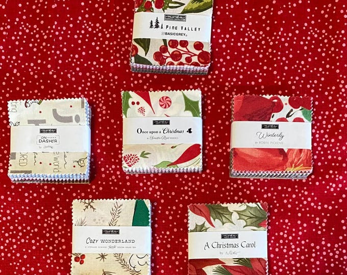 6 Packs Christmas Mini Charm 2.5" Fabric Squares, Out-of-print Moda ...