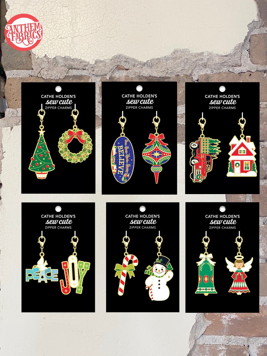 Christmas Zipper Pull Enamel Charm, Designed by Cathe Holden, 2-PC SET ...