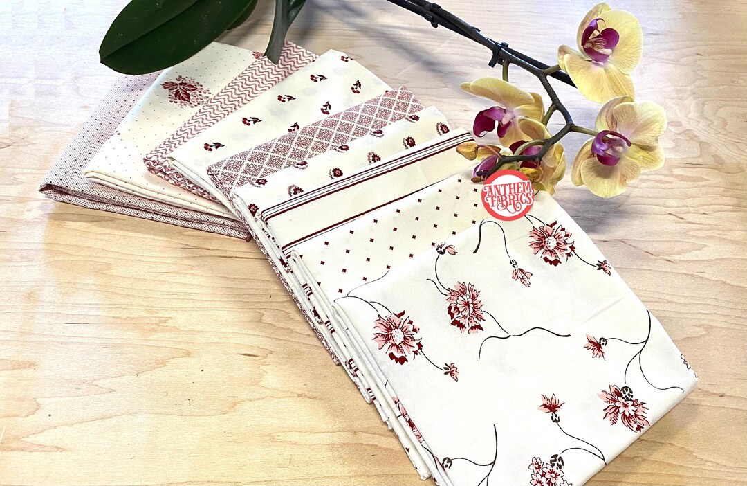 Red and White Gatherings by Moda Fabrics Low Volume Fabric Bundle 9 ...