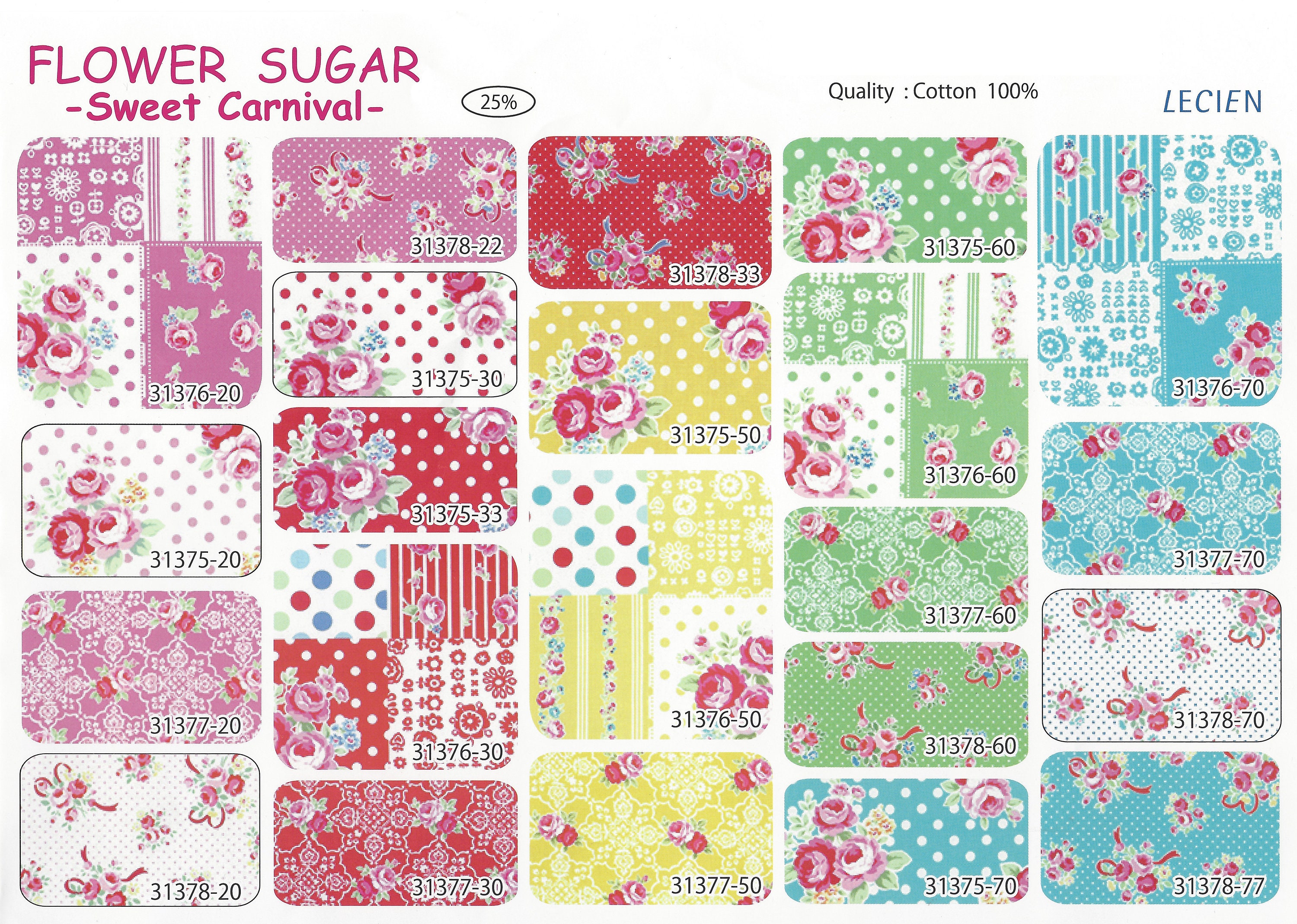 5 x 5 Charm Pack - Flower Sugar Sweet Carnival Lecien Japan - quilt ...
