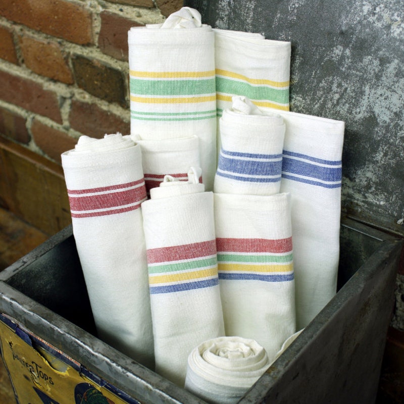 Vintage Striped Tea Towel - Etsy