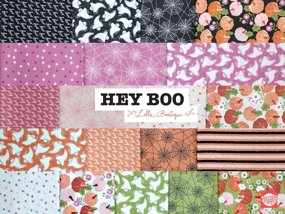 Lella Boutique HEY BOO Halloween Fall Cotton Fabric Bundle - 20 Pieces ...