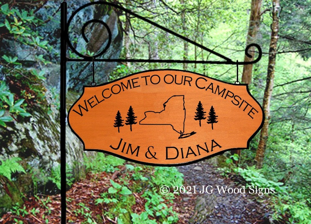 Personalized Family Name Carved Camping Sign Etsy State Outline Sign ...