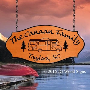 5th Wheel Custom Carved Cedar RV Family Camping Signs W Pine Trees 2 ...