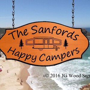 5th Wheel Custom Carved Cedar RV Family Camping Signs W Pine Trees 2 ...