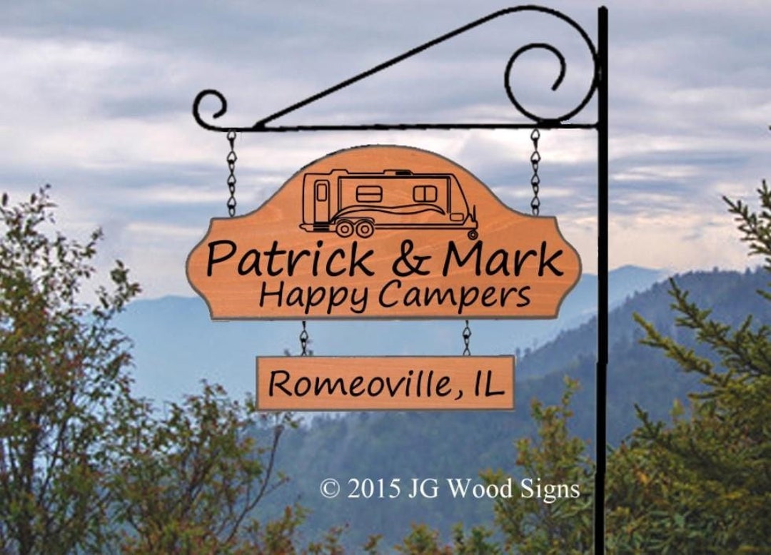 Custom RV Carved Camp Signs Etsy Family Name Sign W Sign Holder Option ...
