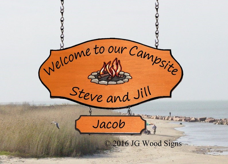 Custom RV Outdoor Wood Camping Name Signs Colored Campfire - Etsy