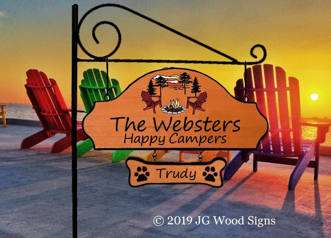 RV Wooden Camping Sign Etsy Family Name Sign JG Wood Signs Carved ...