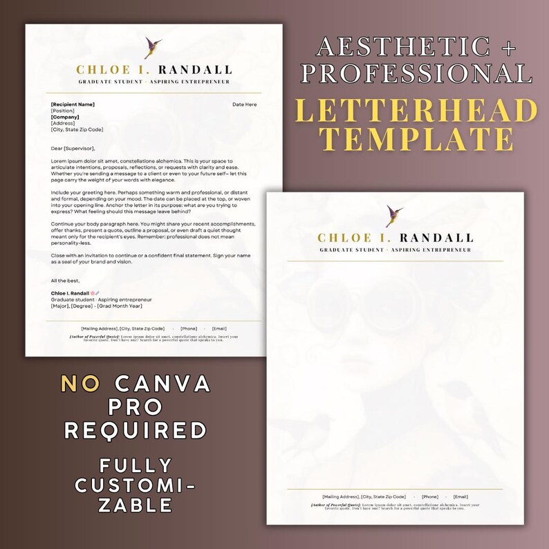 Feminine Graduate Student Letterhead Template | Steampunk Scientist ...