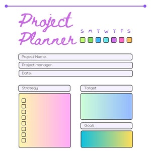 Colorful Project Planner Template - Etsy