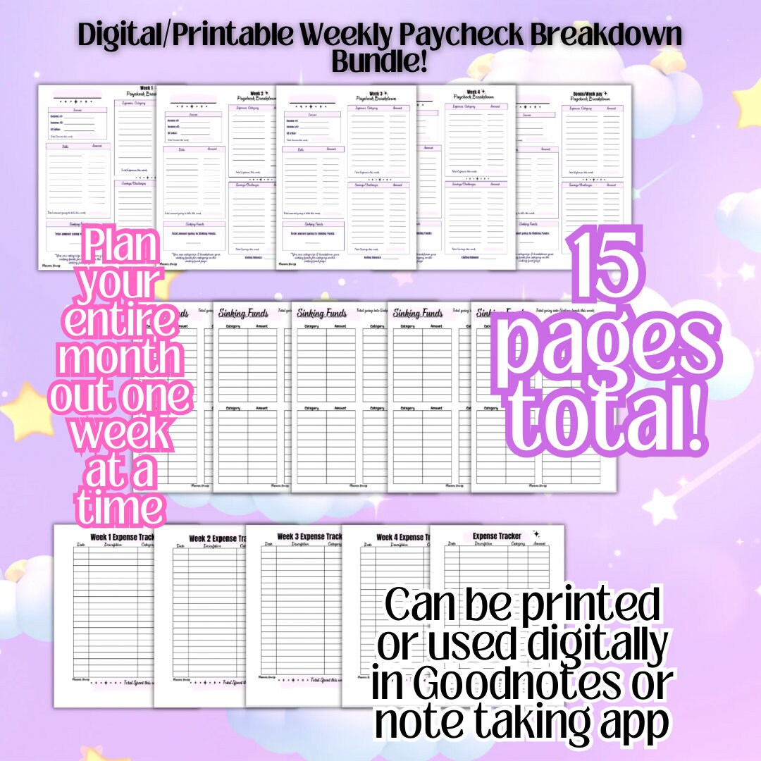 Weekly Breakdown Complete Monthly Set up Digital Download - Etsy