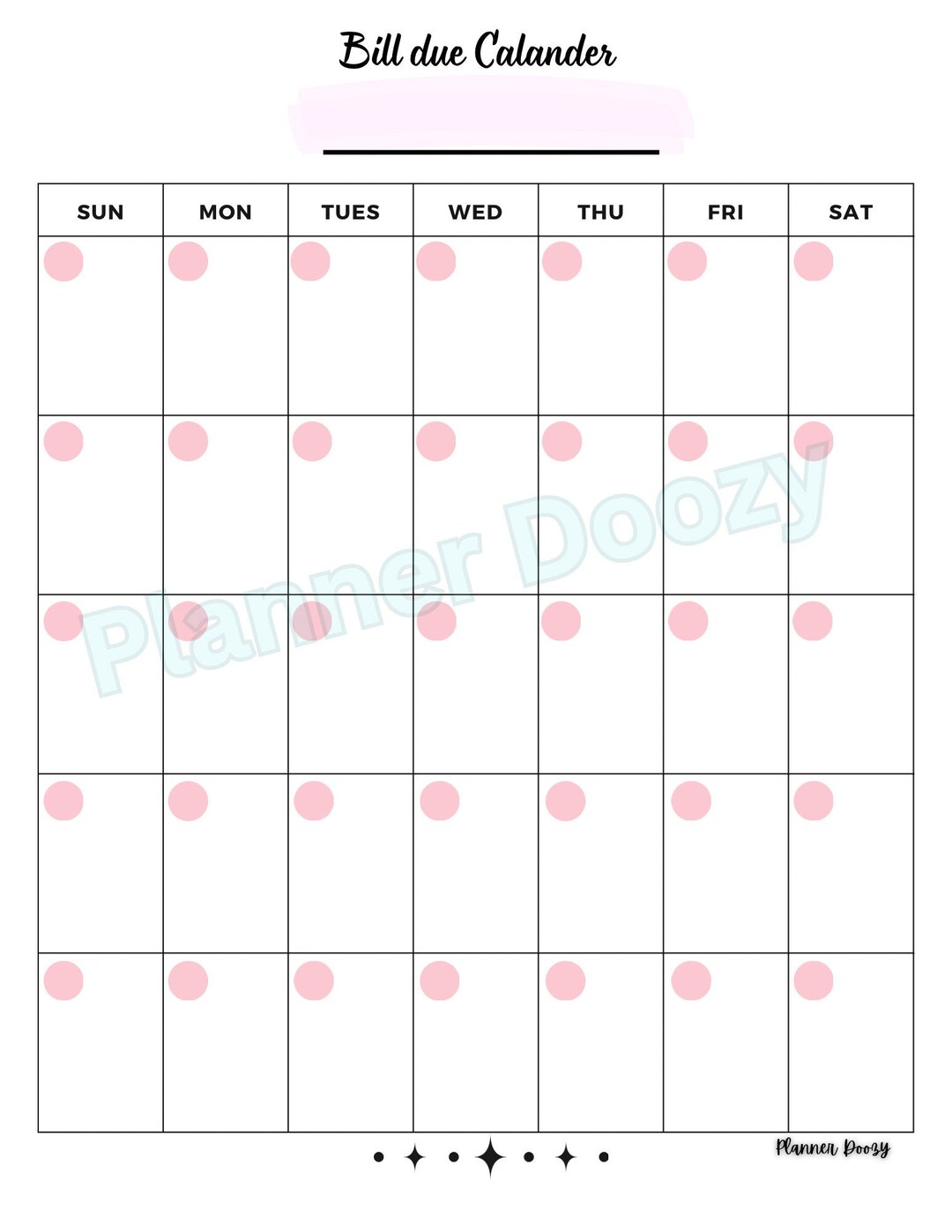 Bill Due Tracker Monthly Overview Printable - Etsy