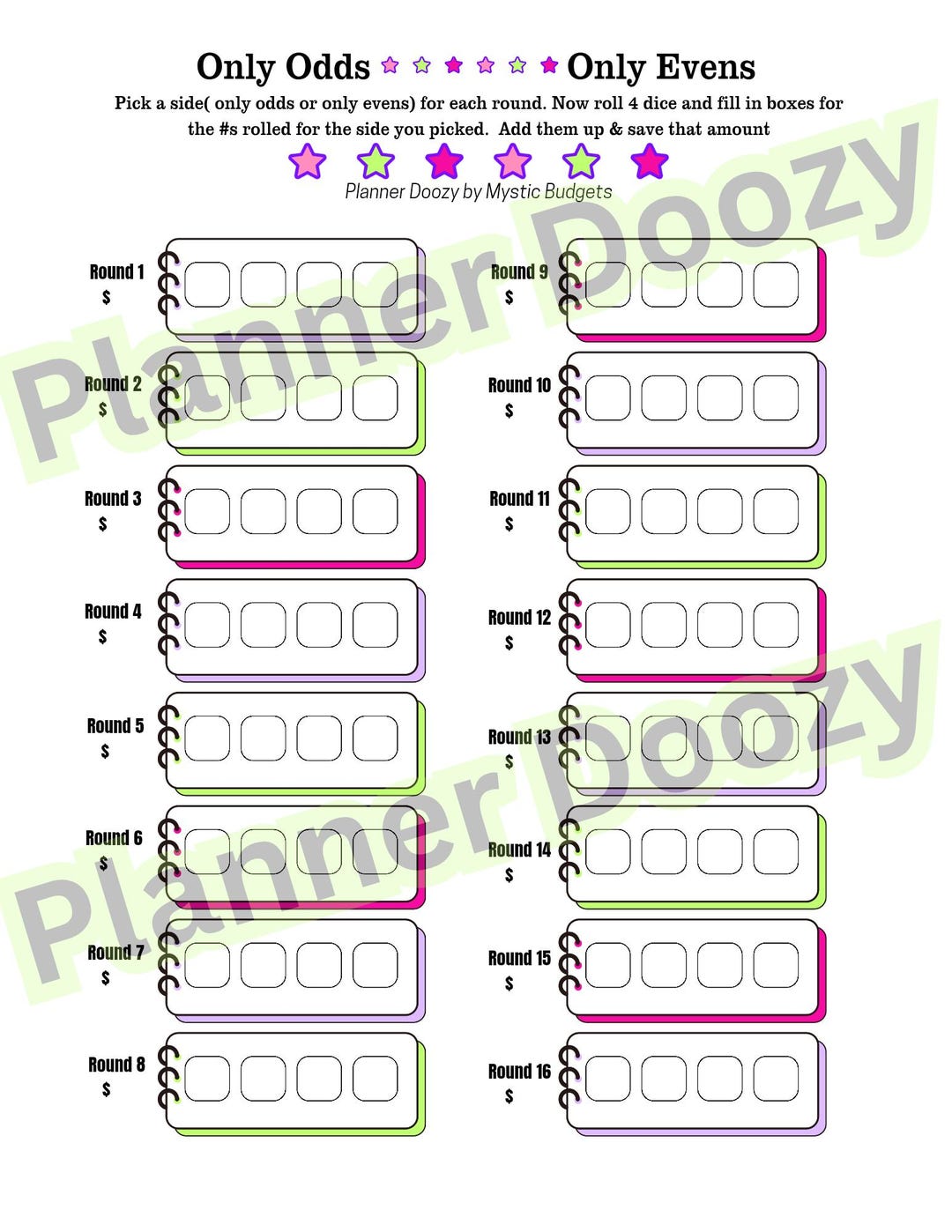 Only Odds ONLY Evens, Dice Game, Savings Challenge - Etsy