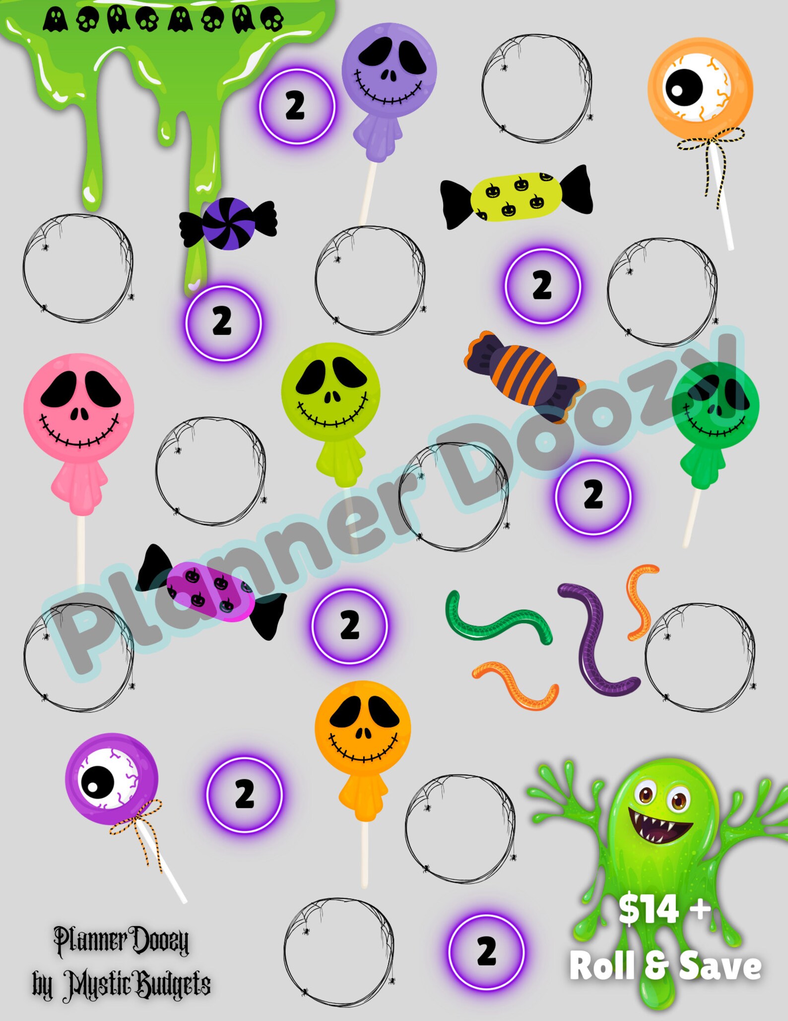 Spooky Roll & Save, Printable Savings Challenge, Halloween, Spooky ...